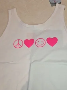 Cat & Jack | Shirts & Tops | Cat Jack Girls White Tank With Pink Peace ...